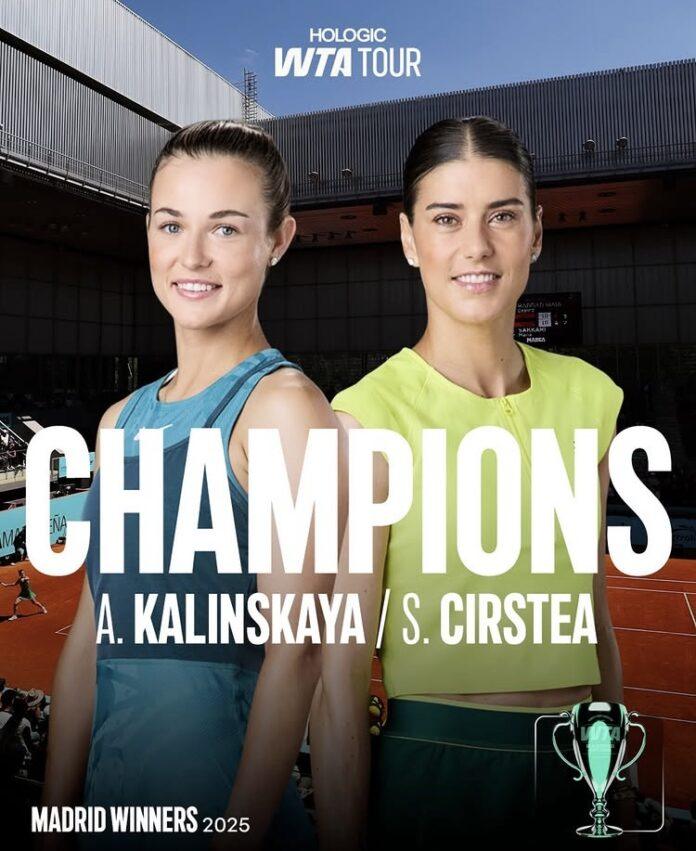 Kejutan! Ratu ganda Madrid yaiku Kalinskaya lan Cirstea.