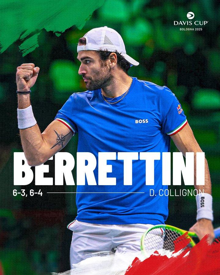 Davis Cup: Berrettini ignites Bologna, Italy advances against Belgium